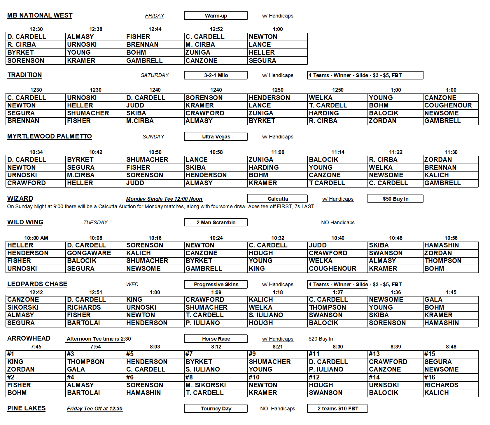 Tee Sheet - Bga4life